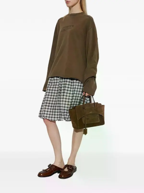 AKEP Check-print Bubble-hem Midi Skirt
