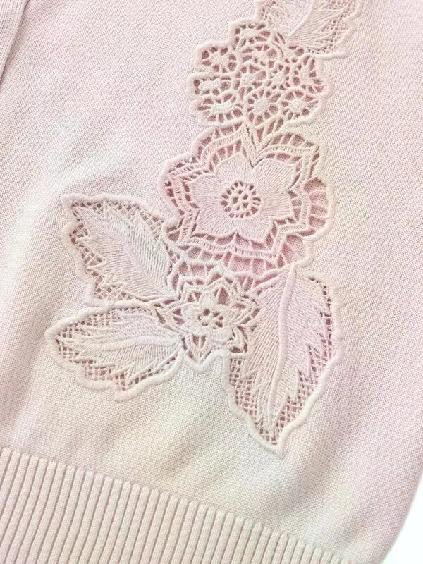 Shanghai Tang Openwork Floral-embroidered Cardigan