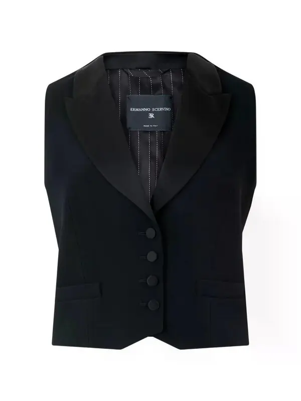 Ermanno Scervino Satin-lapel Button-up Waistcoat - Black