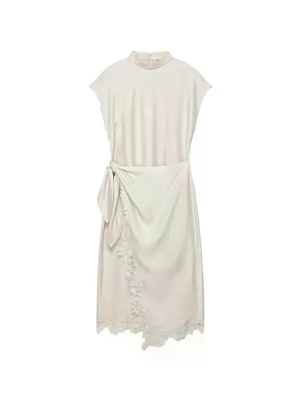 Shanghai Tang Lace-trim Silk Midi Dress