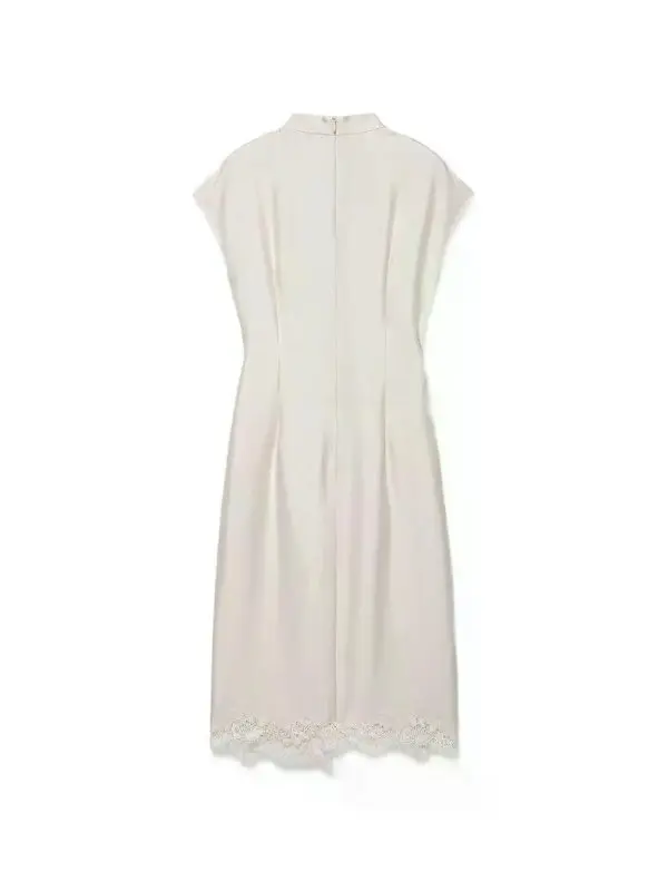 Shanghai Tang Lace-trim Silk Midi Dress