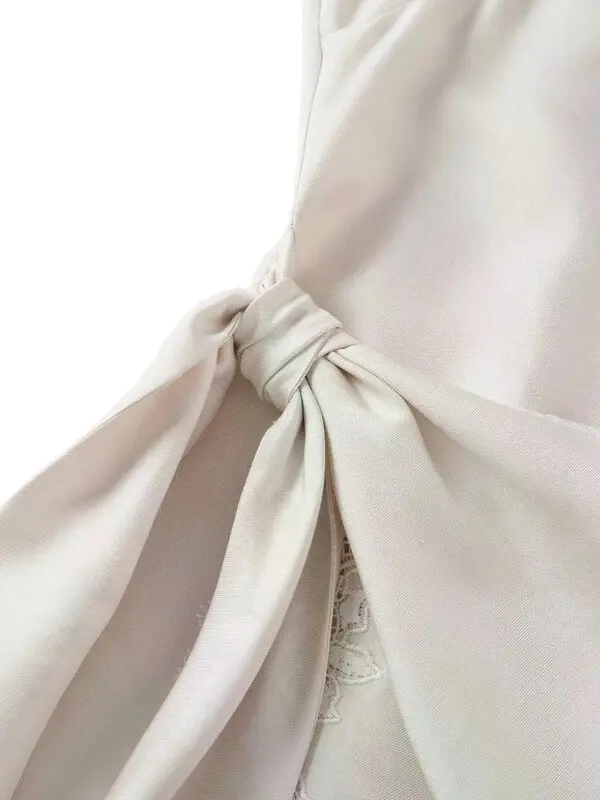 Shanghai Tang Lace-trim Silk Midi Dress