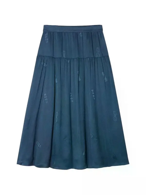 Shanghai Tang Tiered Silk Midi Skirt