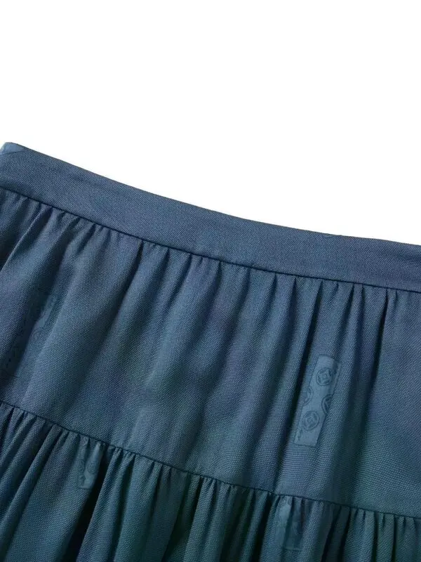 Shanghai Tang Tiered Silk Midi Skirt