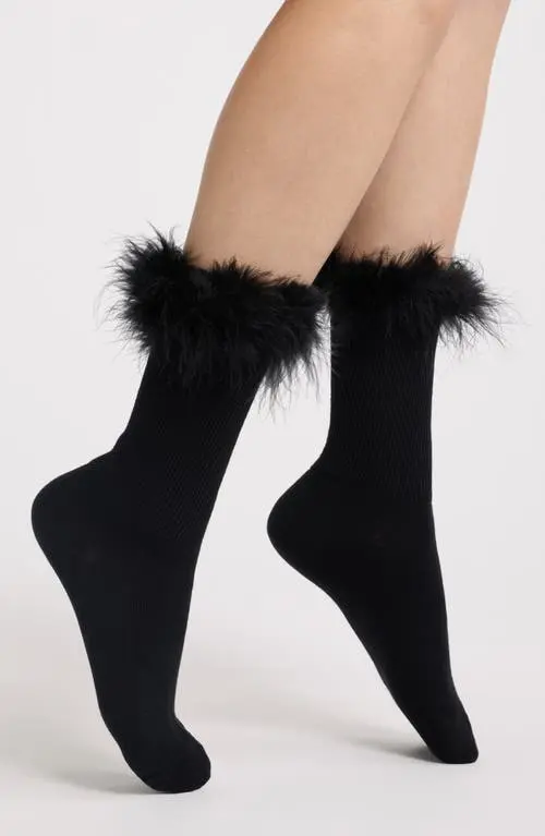 HIGH HEEL JUNGLE Frou Frou Trim Cotton Socks - Black