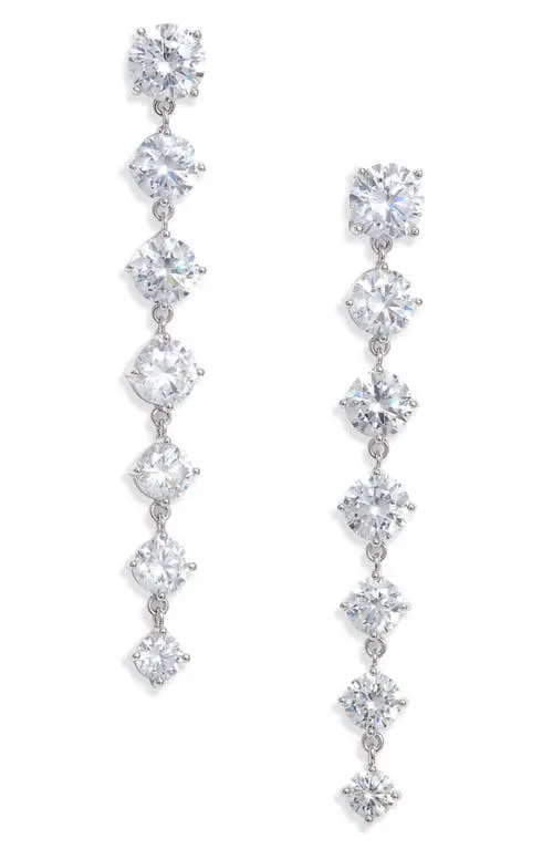 Nordstrom Graduated Cubic Zirconia Linear Drop Earrings - Clear- Silver