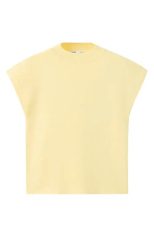 Mango Short Sleeve Mock Neck Sweater - Vanilla
