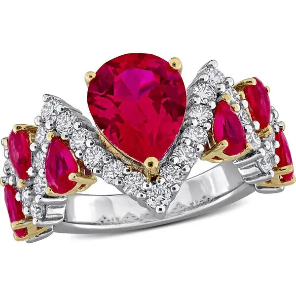 JULIANNA B. Lab- & Diamond Ring Two-tone - Created Ruby