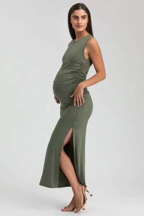 PIETRO BRUNELLI Blossom Bodycon Maternity Dress In Soft Jersey - Grape Leaf