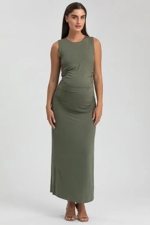 PIETRO BRUNELLI Blossom Bodycon Maternity Dress In Soft Jersey - Grape Leaf