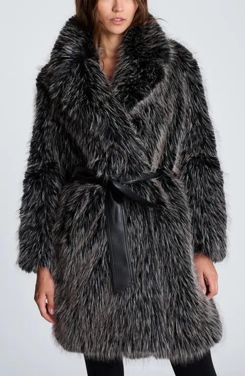 KENNETH COLE COLLECTION Belted Faux Fur Midi Coat