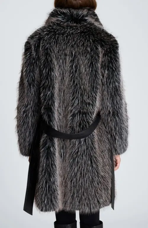 KENNETH COLE COLLECTION Belted Faux Fur Midi Coat