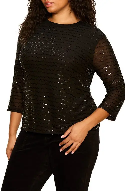 Sanctuary Sequin Mode Three-quarter Sleeve Tee