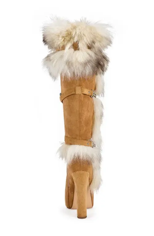 AZALEA WANG Rylan Faux Leather Knee High Boot With Faux Fur Trim