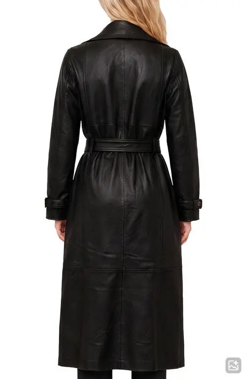 THE FRYE COMPANY Leather Trench Coat - Black