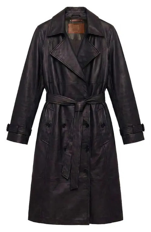 THE FRYE COMPANY Leather Trench Coat - Black