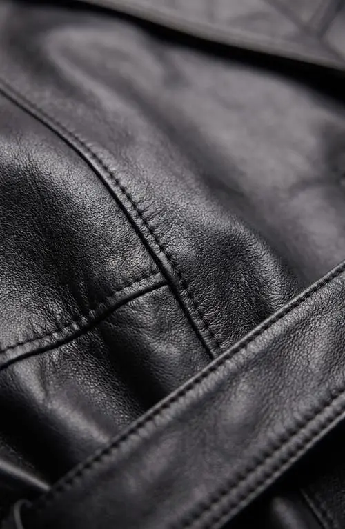 THE FRYE COMPANY Leather Trench Coat - Black