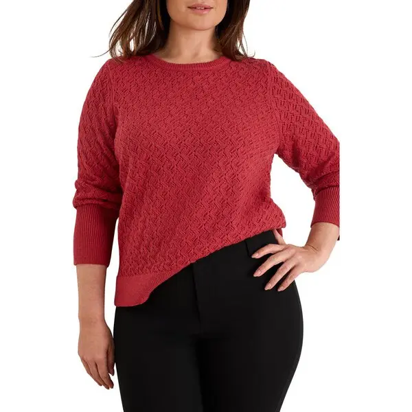 NIC+ZOE Sterling Shimmer Pointelle Stitch Sweater