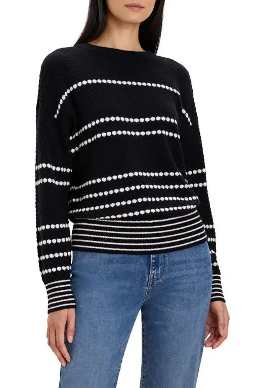 NIC+ZOE Circle Around Dotted Stripe Cotton Blend Sweater