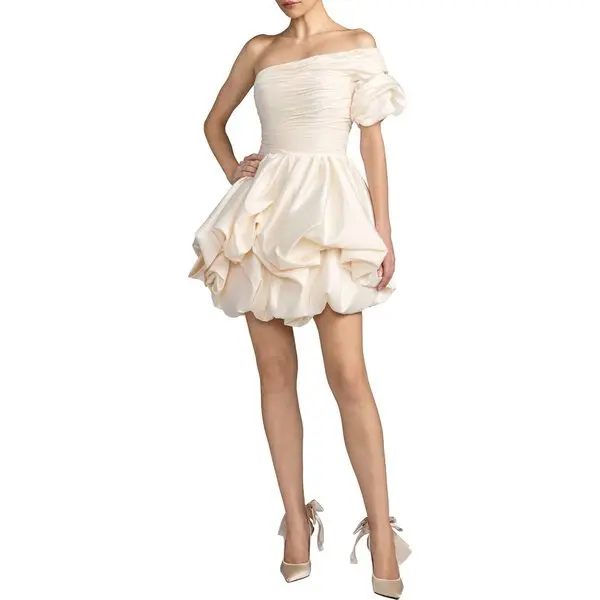 Mac Duggal One Shoulder Bubble Hem Mini Dress