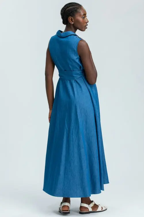 PIETRO BRUNELLI Alba Sleeveless Maternity Shirt Dress - Medium Denim