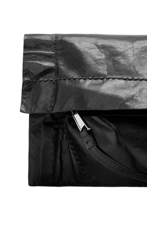 ALLSAINTS Lutece Fold Leather Clutch - Black