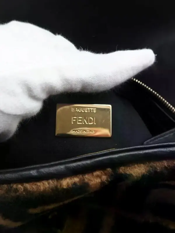 Fendi 2010-2026 Medium Zucca Shearling Baguette Satchel