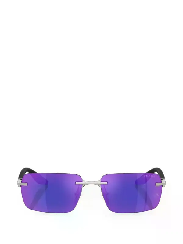 Prada Rimless Rectangle-frame Sunglasses - Silver