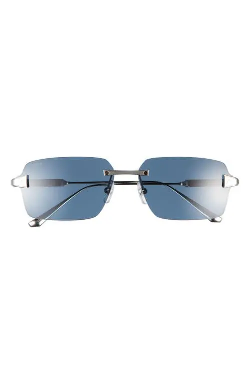 Cartier 63mm Polarized Gradient Rectangular Sunglasses - Silver