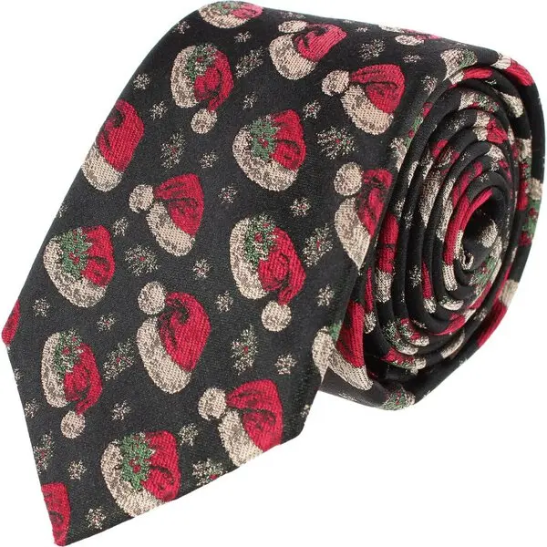Trafalgar Kris Kringle's Cap Silk Novelty Necktie - Black