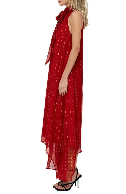 CIEBON Sybil Metallic Print Chiffon Dress