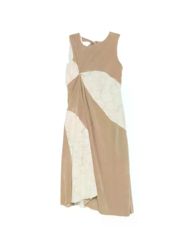 A TENTATIVE ATELIER Asymmtric Lace-patched Dress - Neutrals
