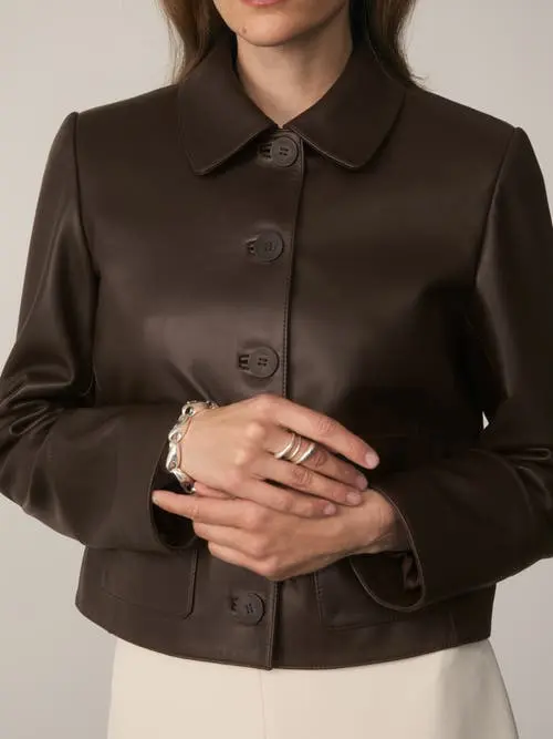 The Fold Orsini Leather Collard Jacket
