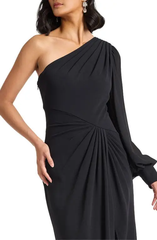 Tadashi Shoji One Shoulder Chiffon Sleeve Gown