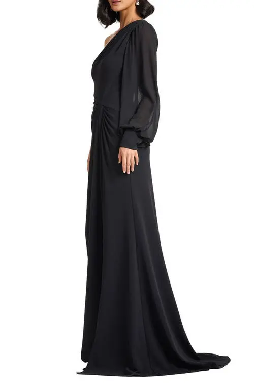 Tadashi Shoji One Shoulder Chiffon Sleeve Gown