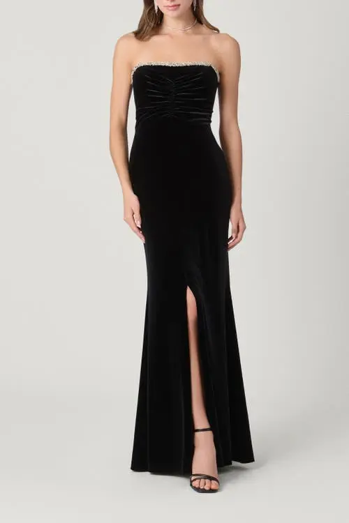 Shoshanna Gala Stretch Velvet Midnight Juniper Dress