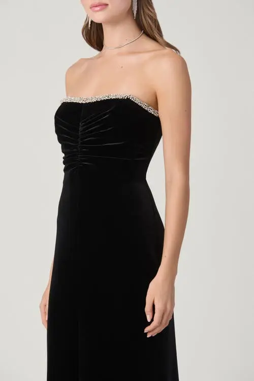 Shoshanna Gala Stretch Velvet Midnight Juniper Dress