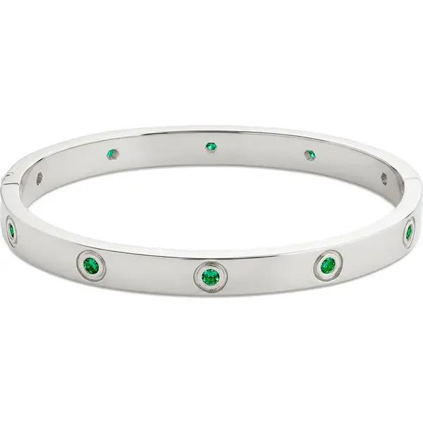 Sterling Forever Verona 14k Plated Emerald Cubic Zirconia Bangle - Silver