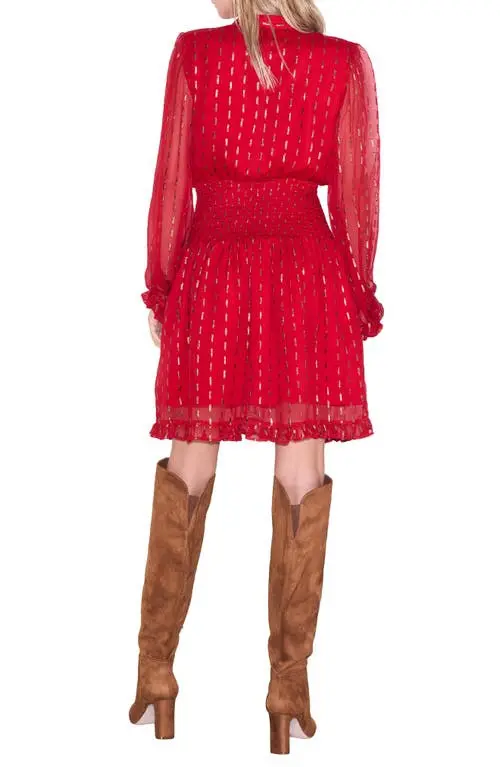 CIEBON Moschata Metallic Print Long Sleeve Dress