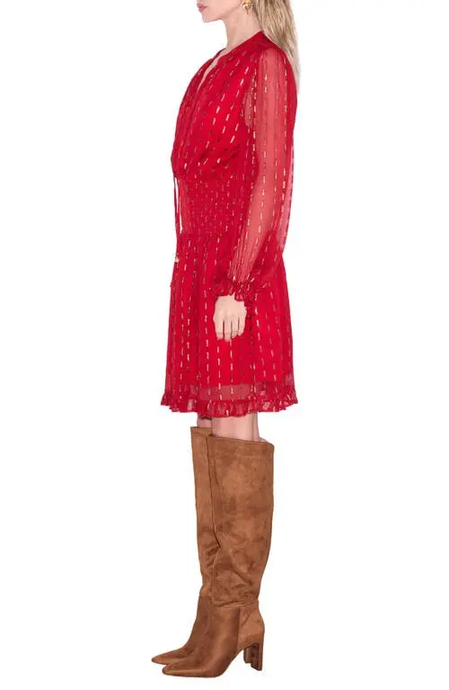 CIEBON Moschata Metallic Print Long Sleeve Dress