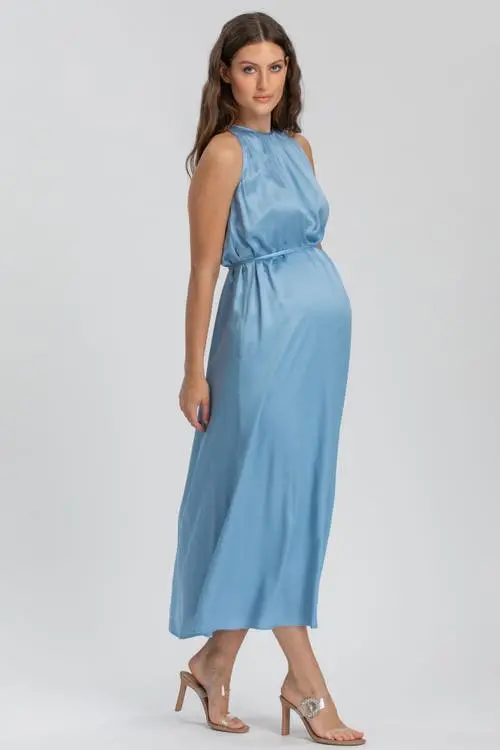 PIETRO BRUNELLI Clarissa Sleeveless Satin Maternity Maxi Dress