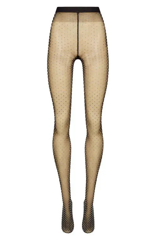 Wolford Shimmer Dot Tights - Black/silver