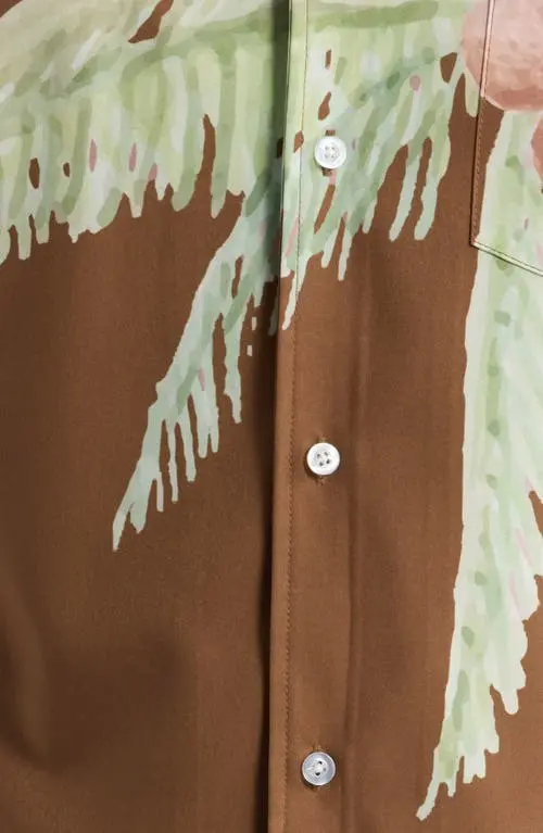 MAVRANS Placed Palm Tree Print Short Sleeve Performance Camp Shirt