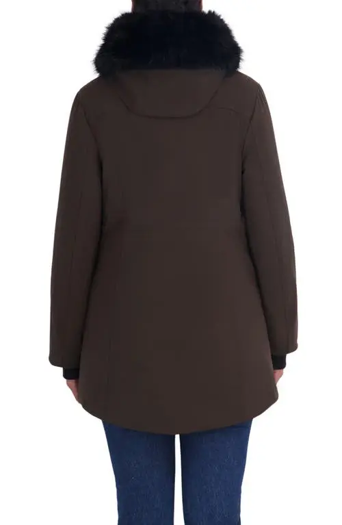 SEBBY COLLECTION GOLD LABEL Faux Fur Trim Insulated Parka - Brown