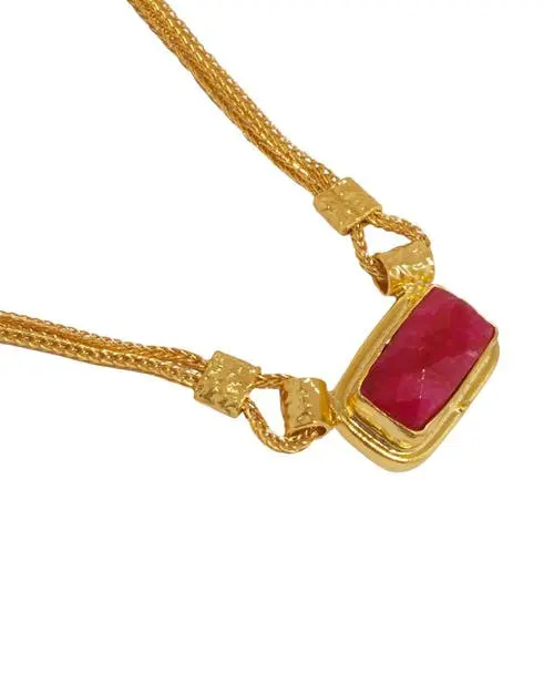 OTTOMAN HANDS Chain Necklace - Ruby