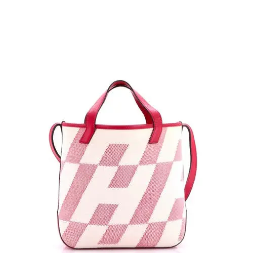 Hermès Cabas H En Biais Tote Canvas With Leather 27
