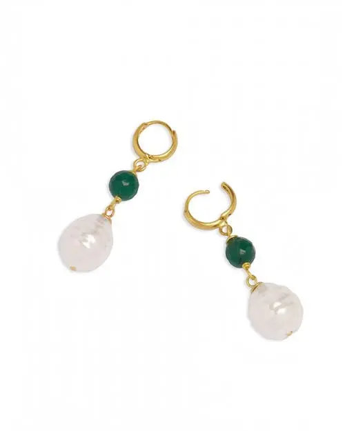 OTTOMAN HANDS Dawn Pearl Huggie Earrings