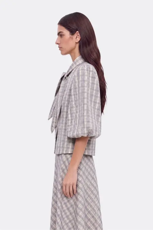 NOCTURNE Checked Flared Midi Skirt