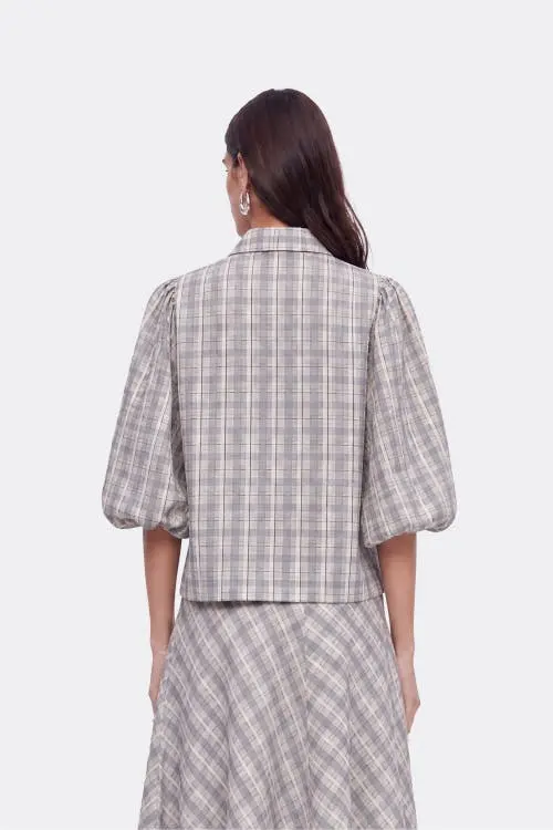 NOCTURNE Checked Flared Midi Skirt
