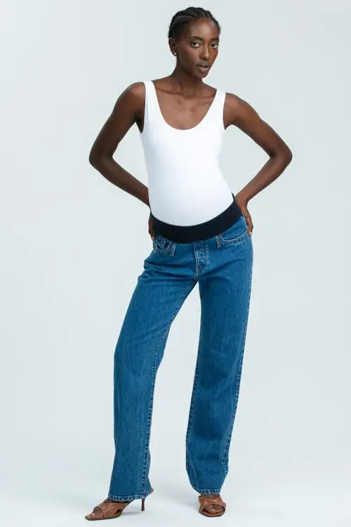PIETRO BRUNELLI Regular Straight Leg Maternity Jeans - Medium Stoned